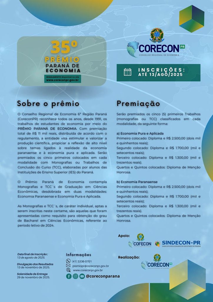 35º Prêmio Paraná de Economia | Corecon PR